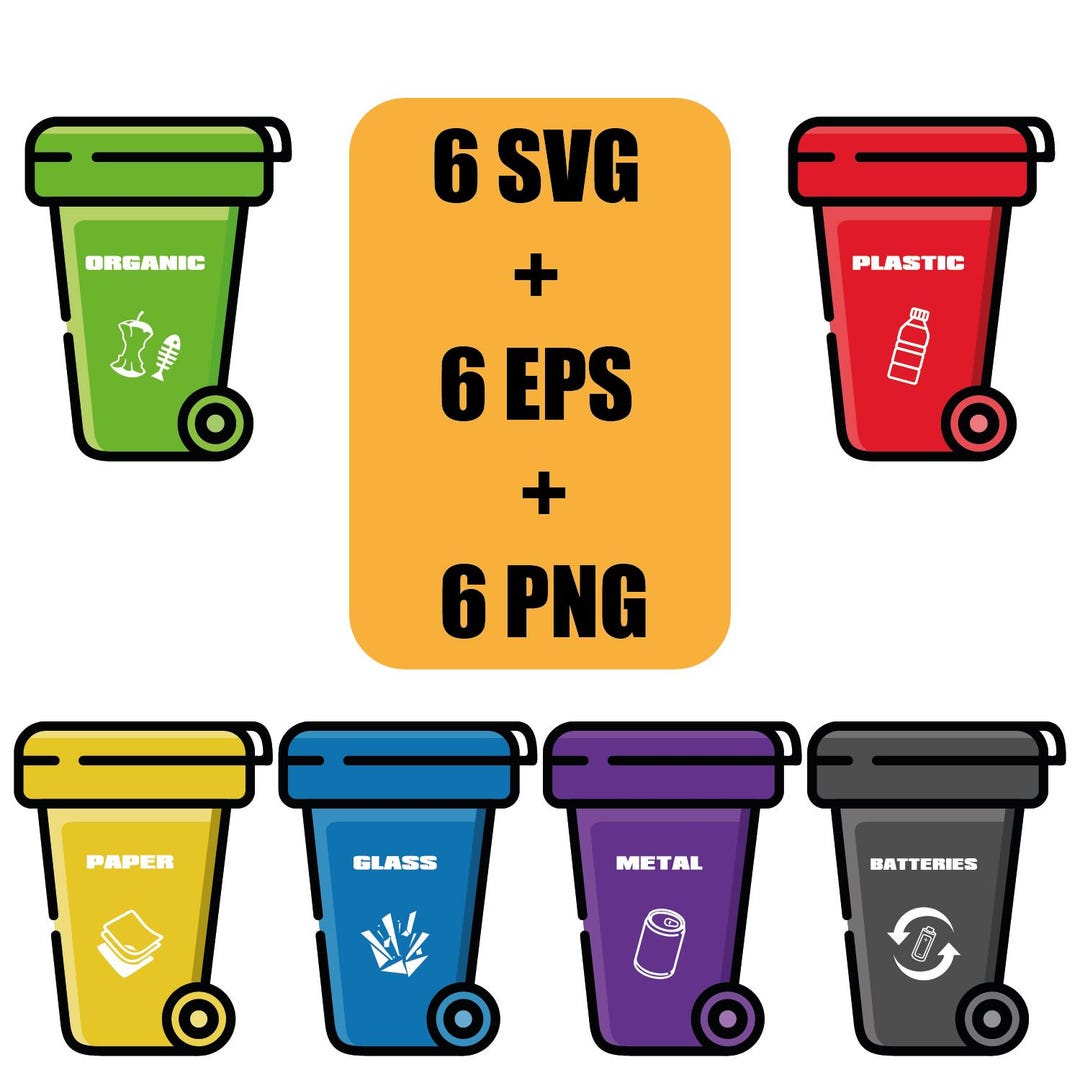 Vector Set of Trash Container Icons in SVG, EPS Formats, Trash Cans ...