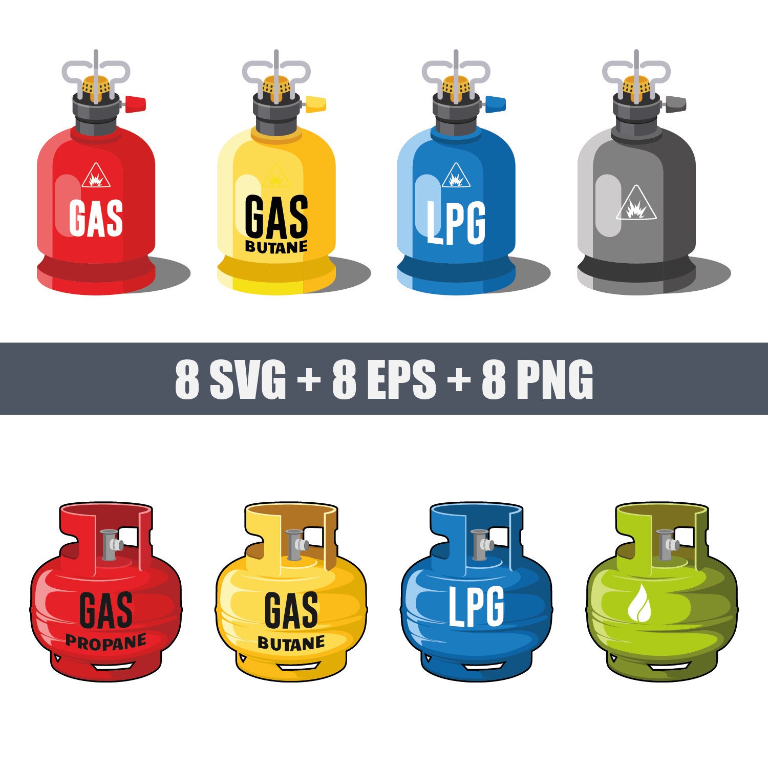 Vector Icons of Gas Cylinders in EPS, SVG and PNG Formats, Propane ...
