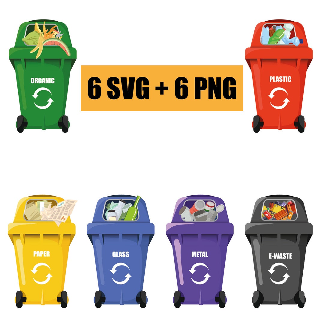 Vector Set of Trash Container Icons in SVG Format, Trash Cans, Waste ...