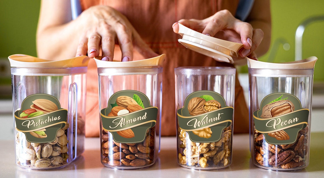 Vector Stickers for Jars of Nuts in Svg, Pdf Format, Svg Nuts, Nuts ...