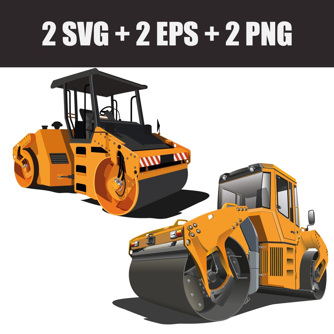 Set of Vector Road Rollers in SVG, EPS and PNG Formats, Road Work ...