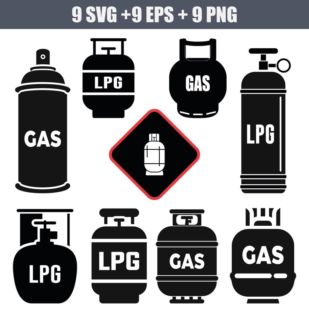 Gas Cylinder Icons: Vector EPS, SVG, PNG Formats - Etsy