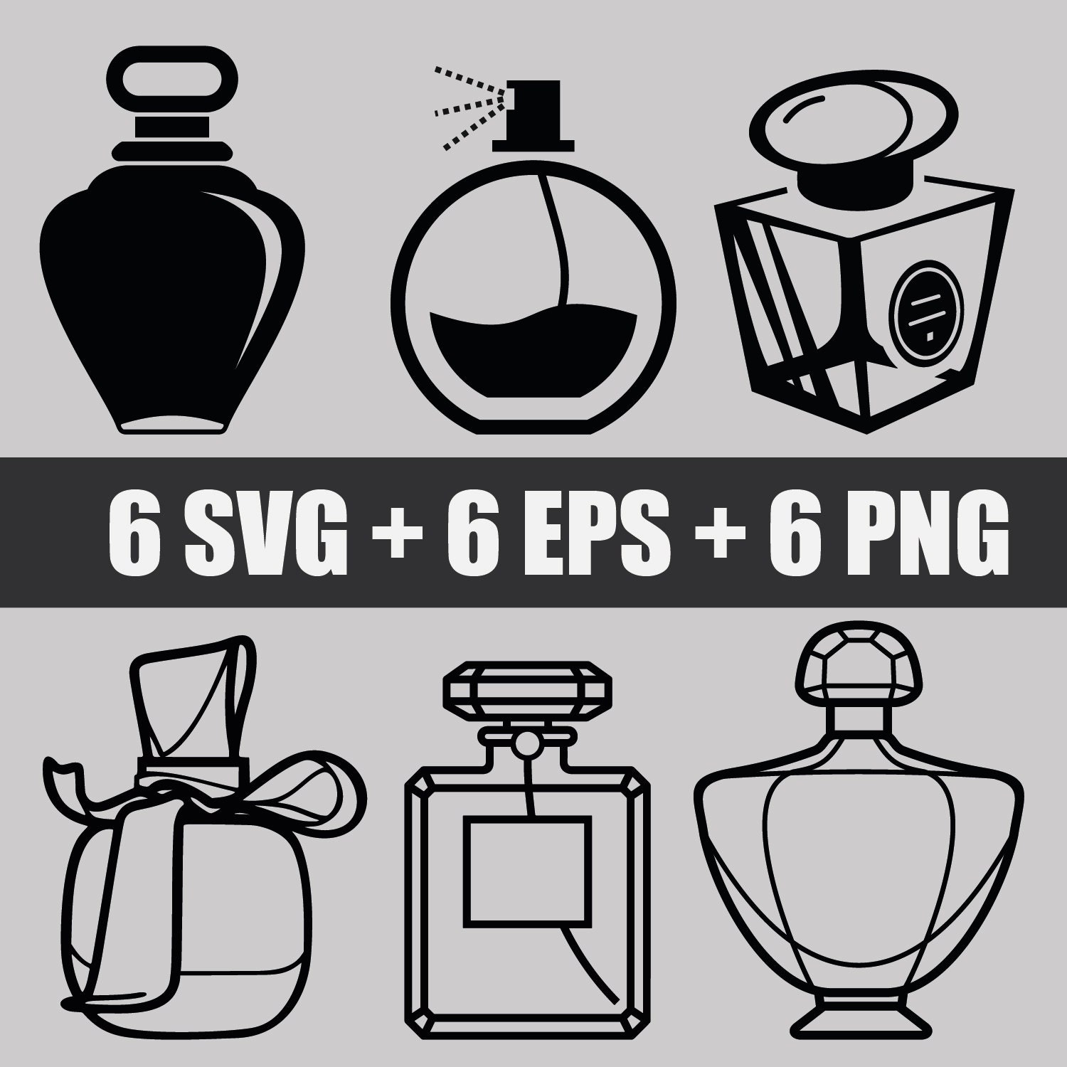 Vector Set of Icons of Perfume Bottles in EPS, SVG and PNG Formats ...