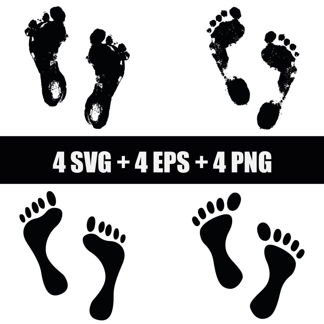 Vector Digital Set of Black and White Shoe Print Icons in EPS, SVG and ...