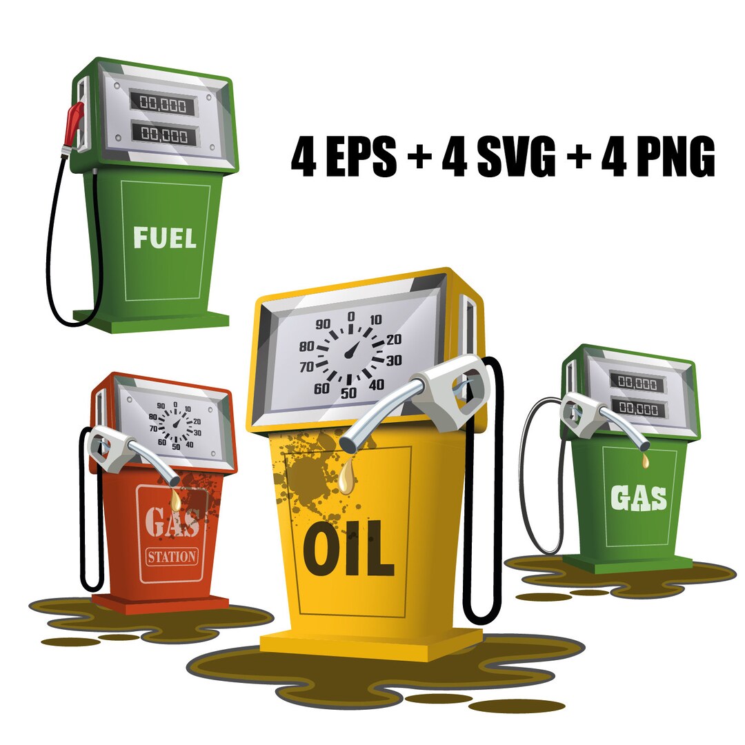 Vector Retro Gas Station in SVG Format, Petrol Pump, Gasoline, Diesel ...