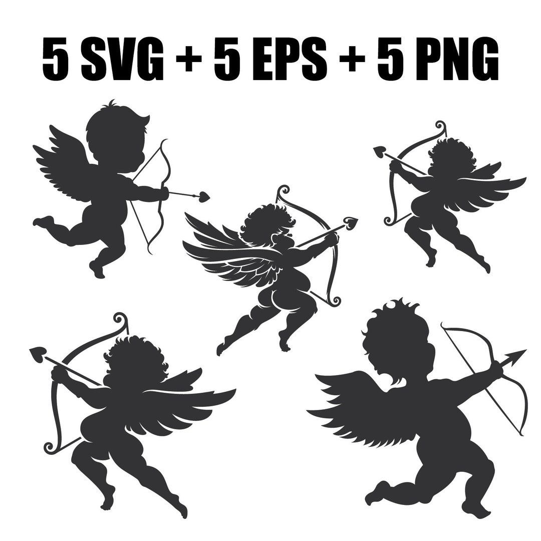 Vector Digital Set of Cupids in SVG, EPS Format, Cupids Svg, Files for ...