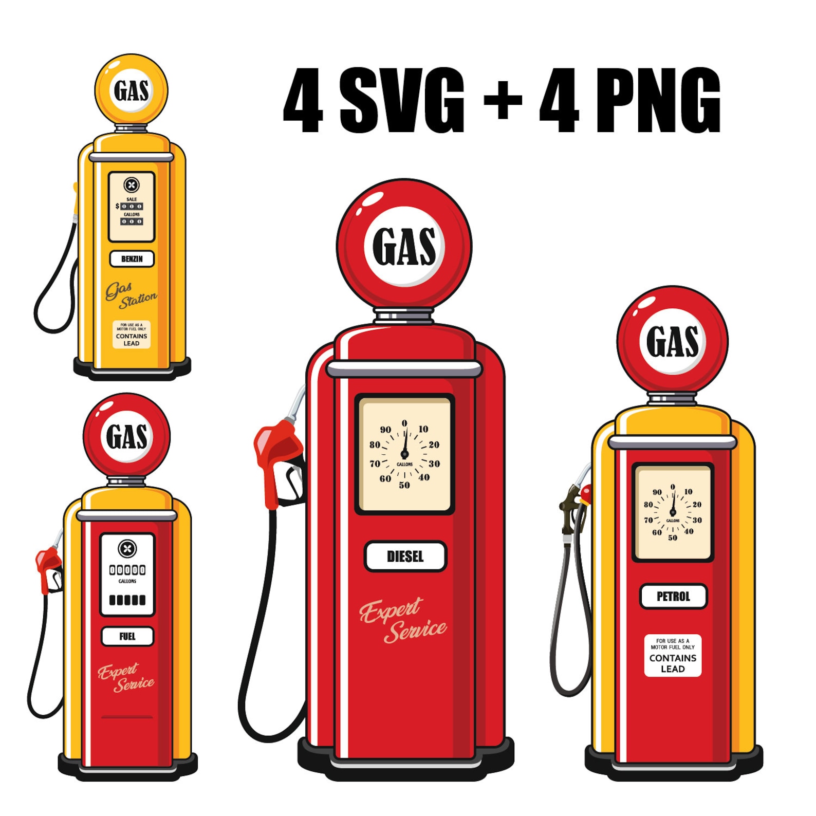 Vector Retro Gas Station in SVG Format, Petrol Pump, Gasoline, Diesel ...