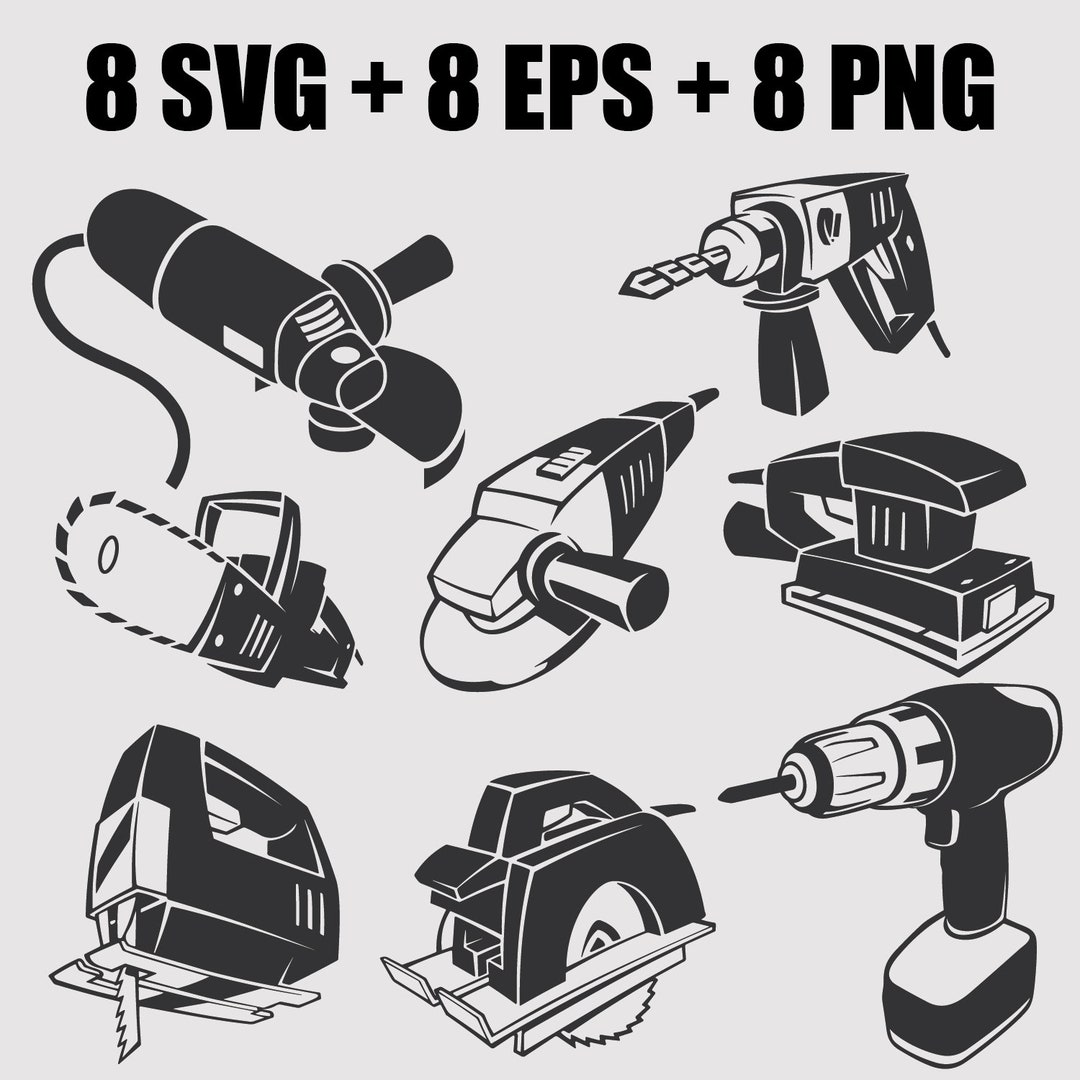 Vector Icons of Power Tools in SVG, EPS and PNG Formats for Cutting in ...