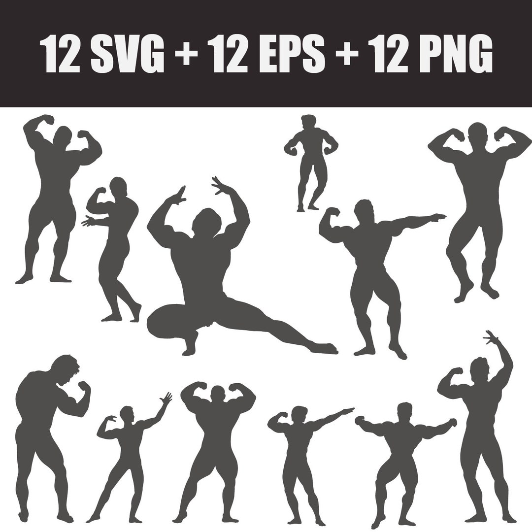 Vector Digital Set of Bodybuilder Icons in EPS, SVG and PNG Formats ...