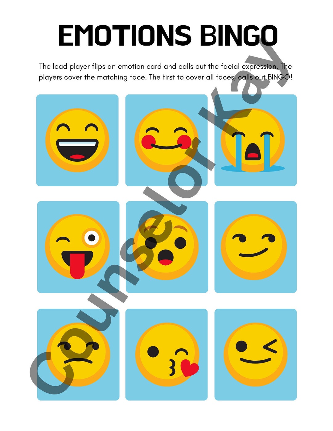 Emotions Bingo SEL Game Counselor Game - Etsy