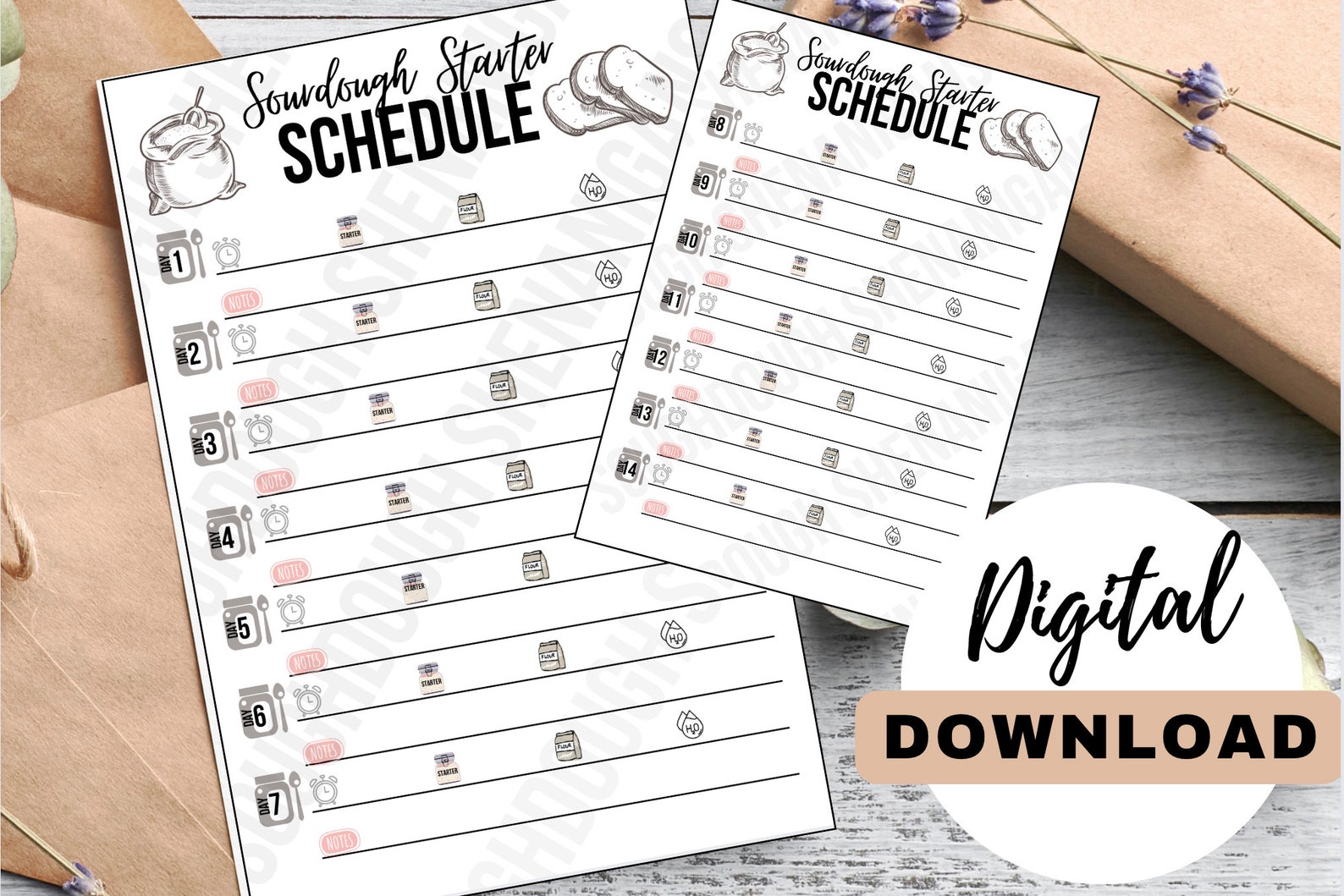 Sourdough Baking Starter Schedule Checklist, Sourdough Digital Download ...