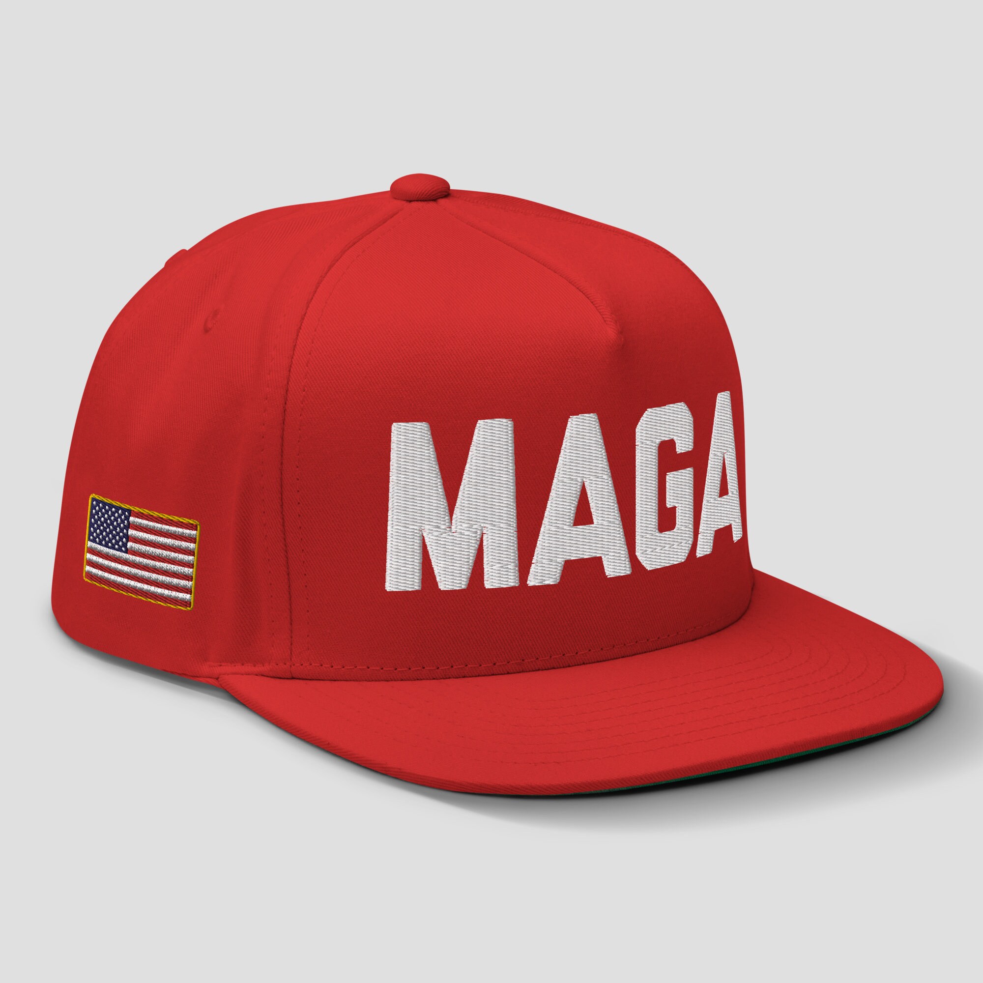MAGA 3D Puff Flat Bill Patriot Hat Trump Rally American Flag - Etsy