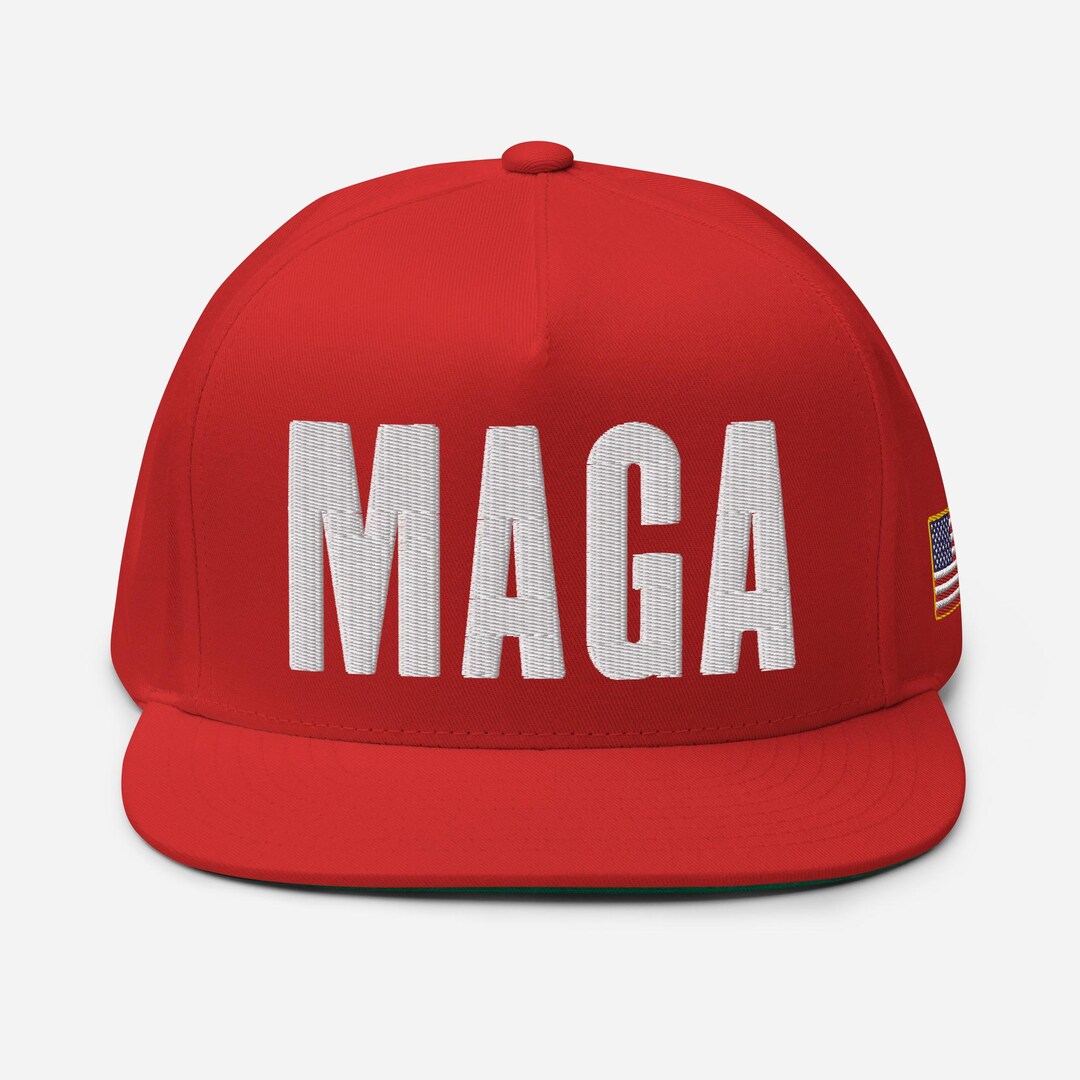 MAGA 3D Puff Flat Bill Patriot Hat Trump Rally – Skinny Letters - Etsy