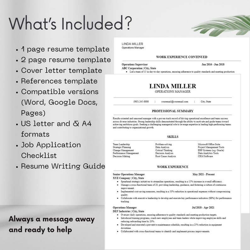 ATS Friendly Resume Template | Clean CV Design | Google Docs, MS Word ...