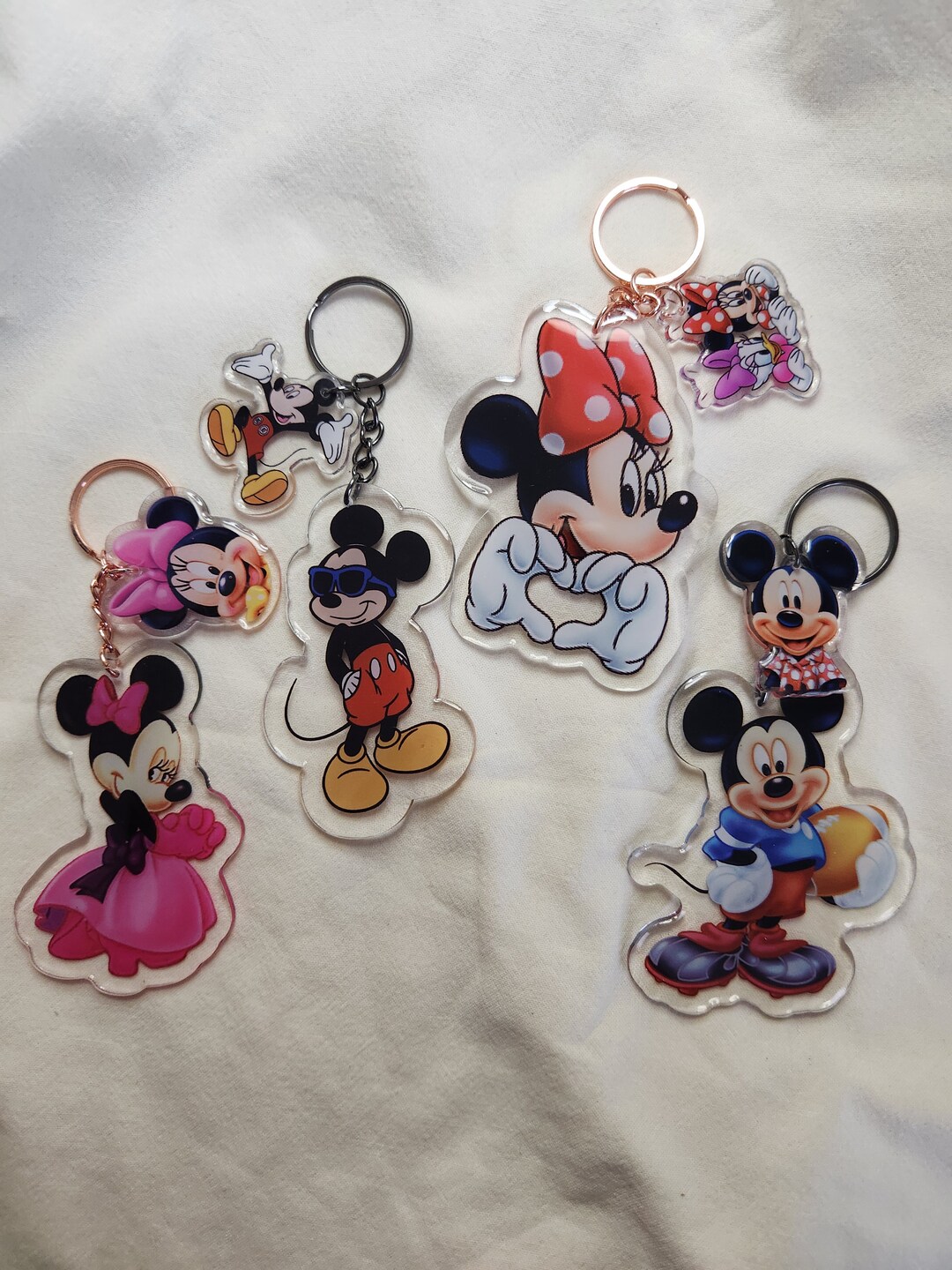 Minnie & Mickey Mouse Large Handmade Multi Charm Keychains - Etsy