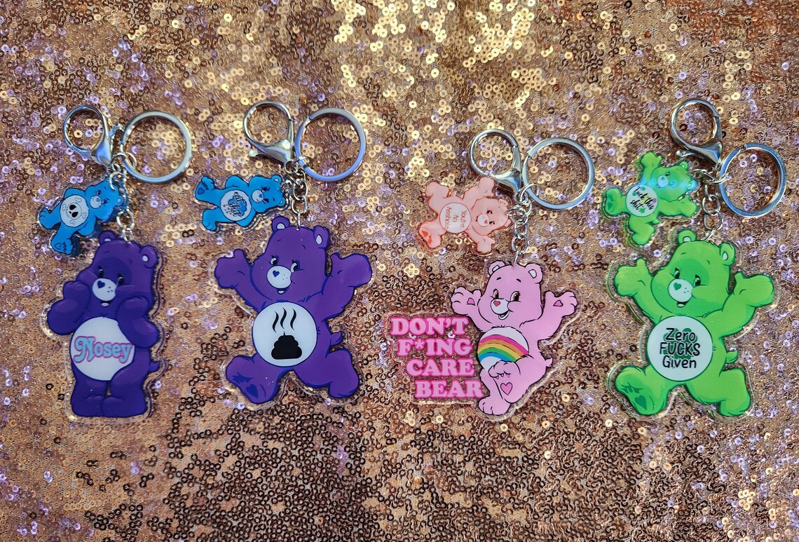 Bad Words Carebears Sassy Swear Bears Large Handmade Acrylic Keychains ...