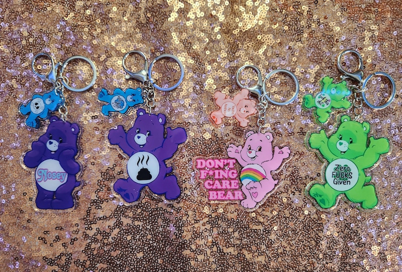 Bad Words Carebears Sassy Swear Bears Large Handmade Acrylic Keychains ...