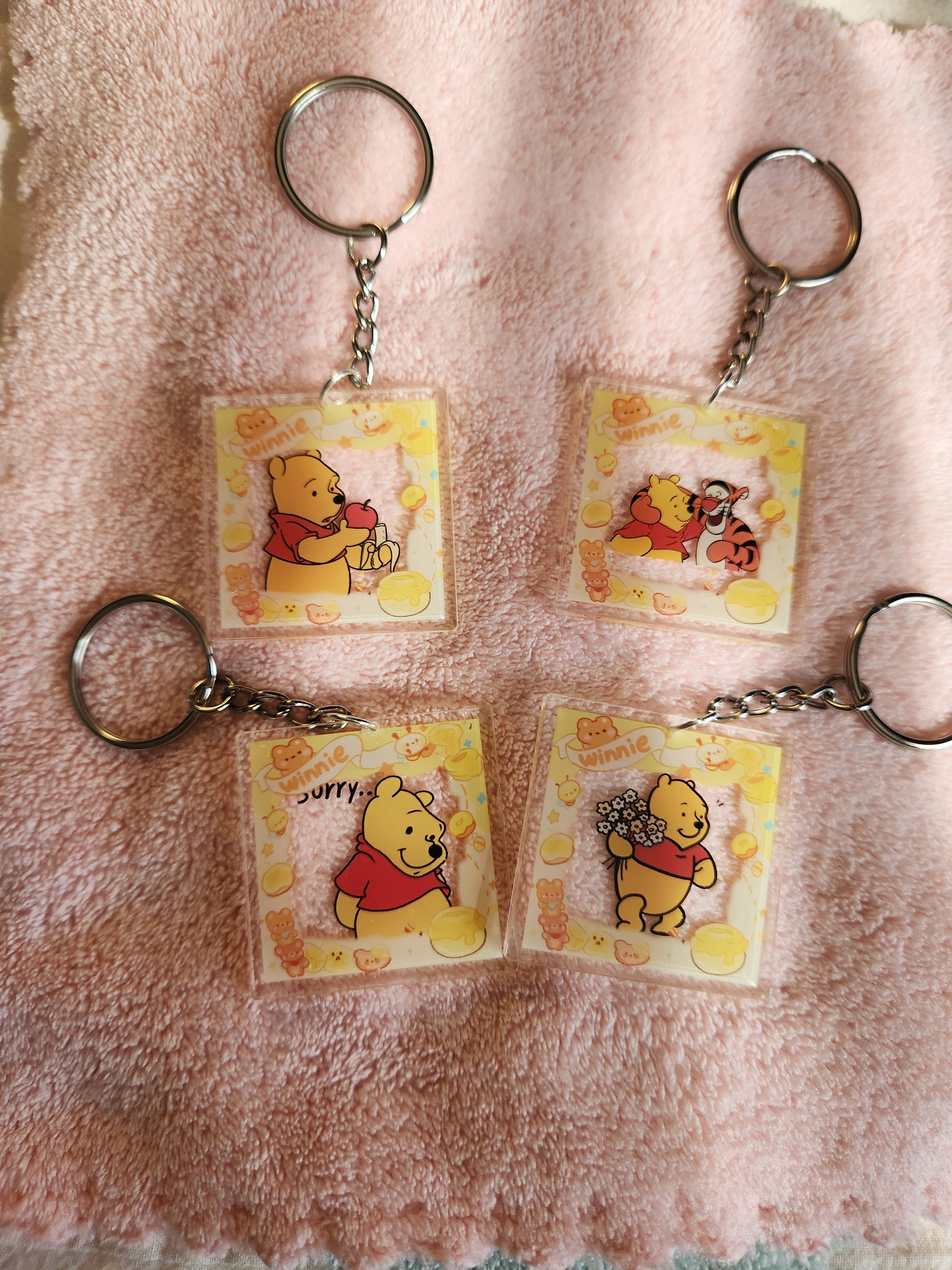 Winnie the Pooh Bear Square Acrylic Keychains - Etsy