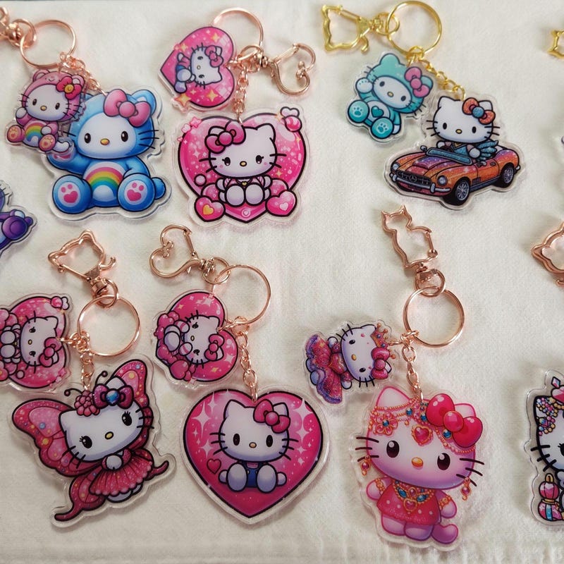 Hello Kittys Keychain - Etsy
