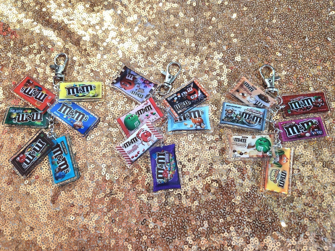 Cute M&m's Candy Multi Charmed Dangling Handmade Acrylic Keychains - Etsy