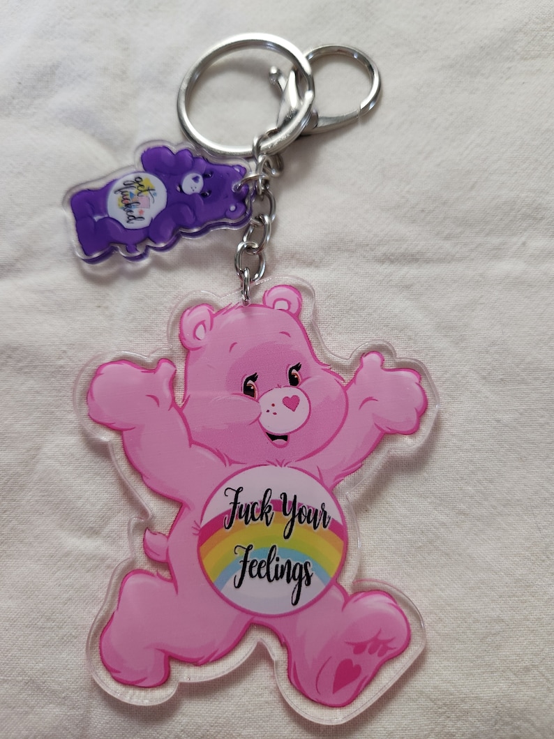 Bad Words Carebear Double Acrylic Charmed Keychains With Clip - Etsy