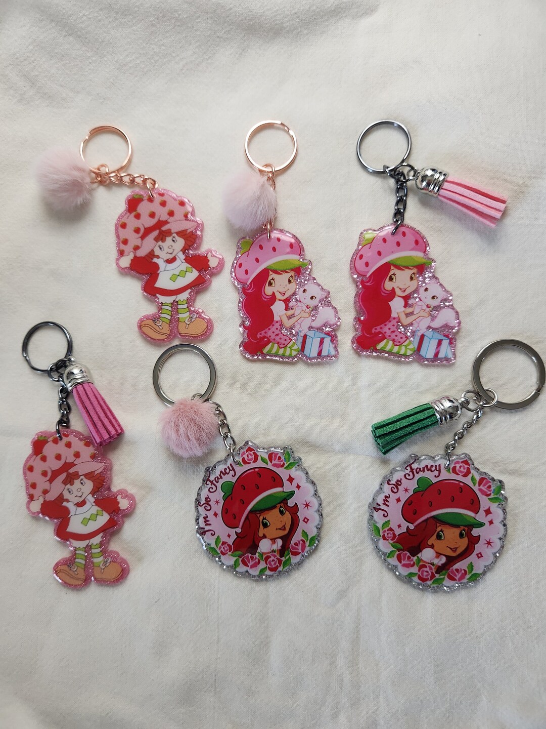 Strawberry Shortcake Glitter Acrylic Resin Layered Keychains With ...