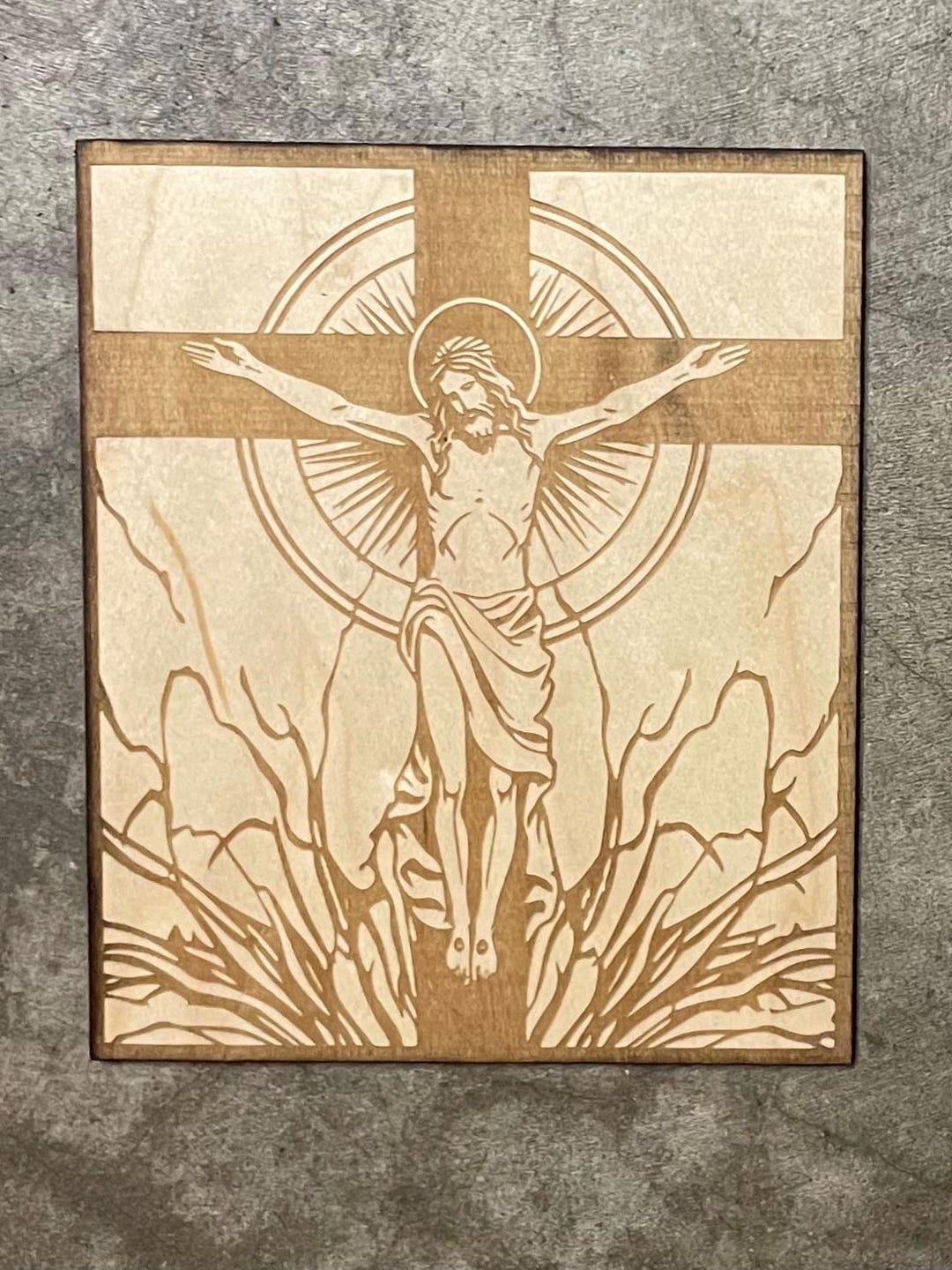Jesus, Wood Laser Engraved Cross, Wall Hanging for Decor. Baptism ...