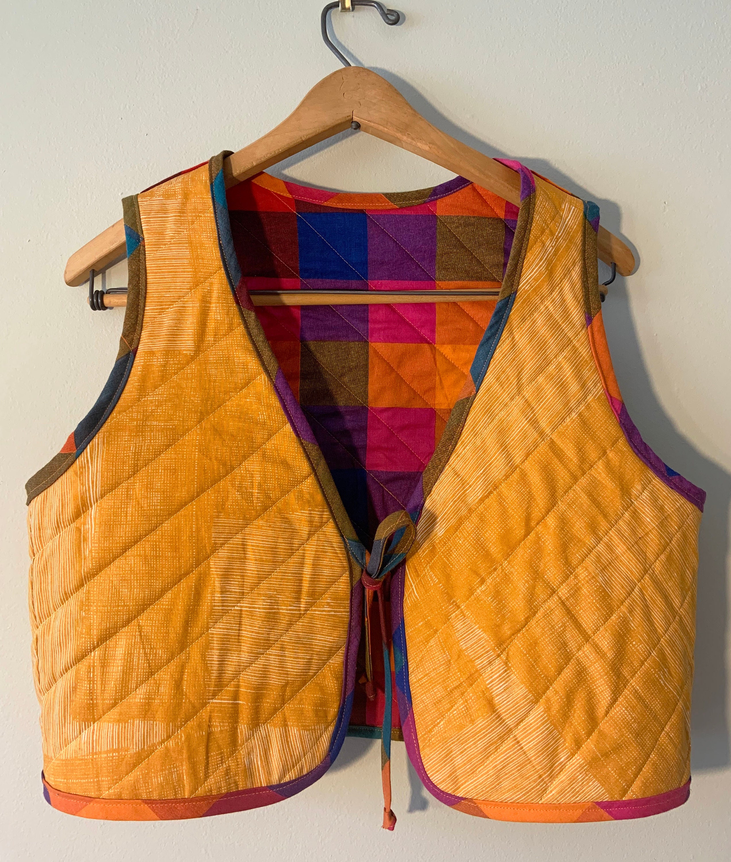 Reversible Handmade Quilted Vest Colorful - Etsy