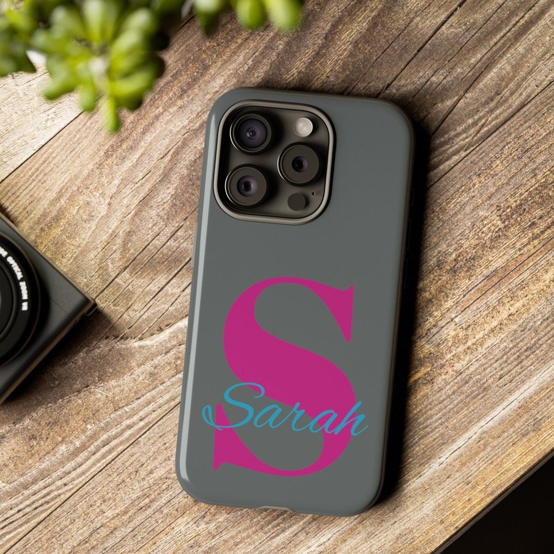 Pink and Grey Monogram Name Custom Personalized Cell Phone Case iPhone ...
