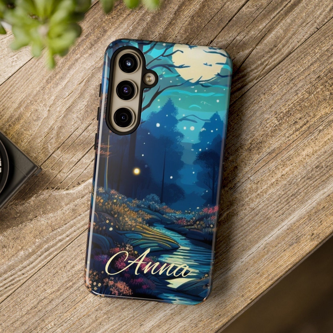 Full Moon Forest Landscape - Custom Name Monogrammed Personalized Cell ...