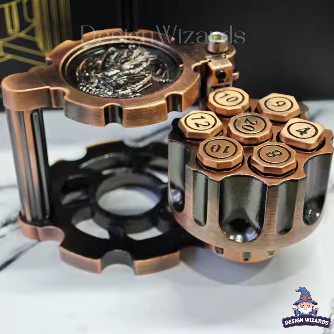 Revolver Bullet Dice Set With Cylinder Case, Unique 7-piece RPG Dice ...