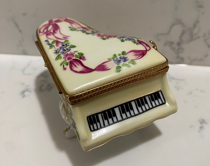 Vintage Limited Edition Large Ornate Ivory Baby Grand Piano Limoges Box ...