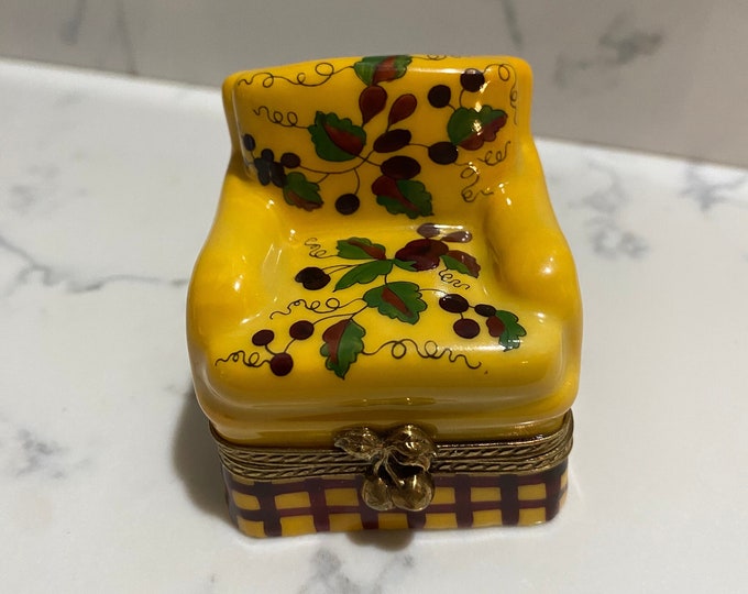 Vintage Limited Edition Yellow Reading Chair Limoges Box by French ...