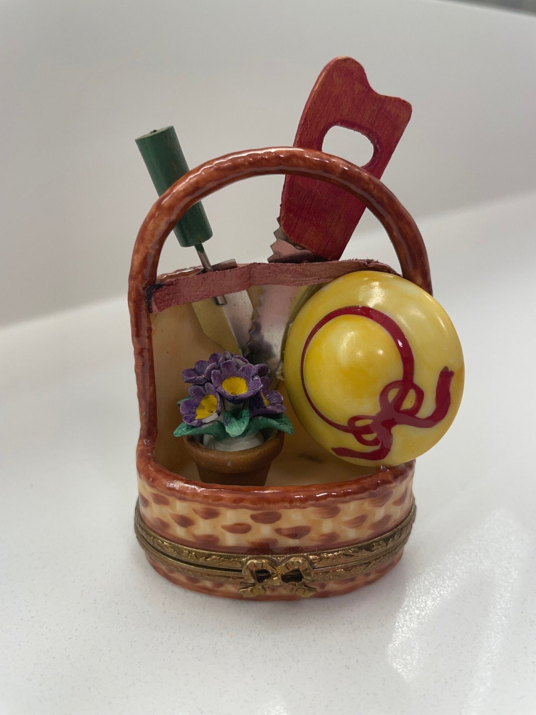Vintage Rare Garden Tool Basket Limoges Box Peint Main - Etsy