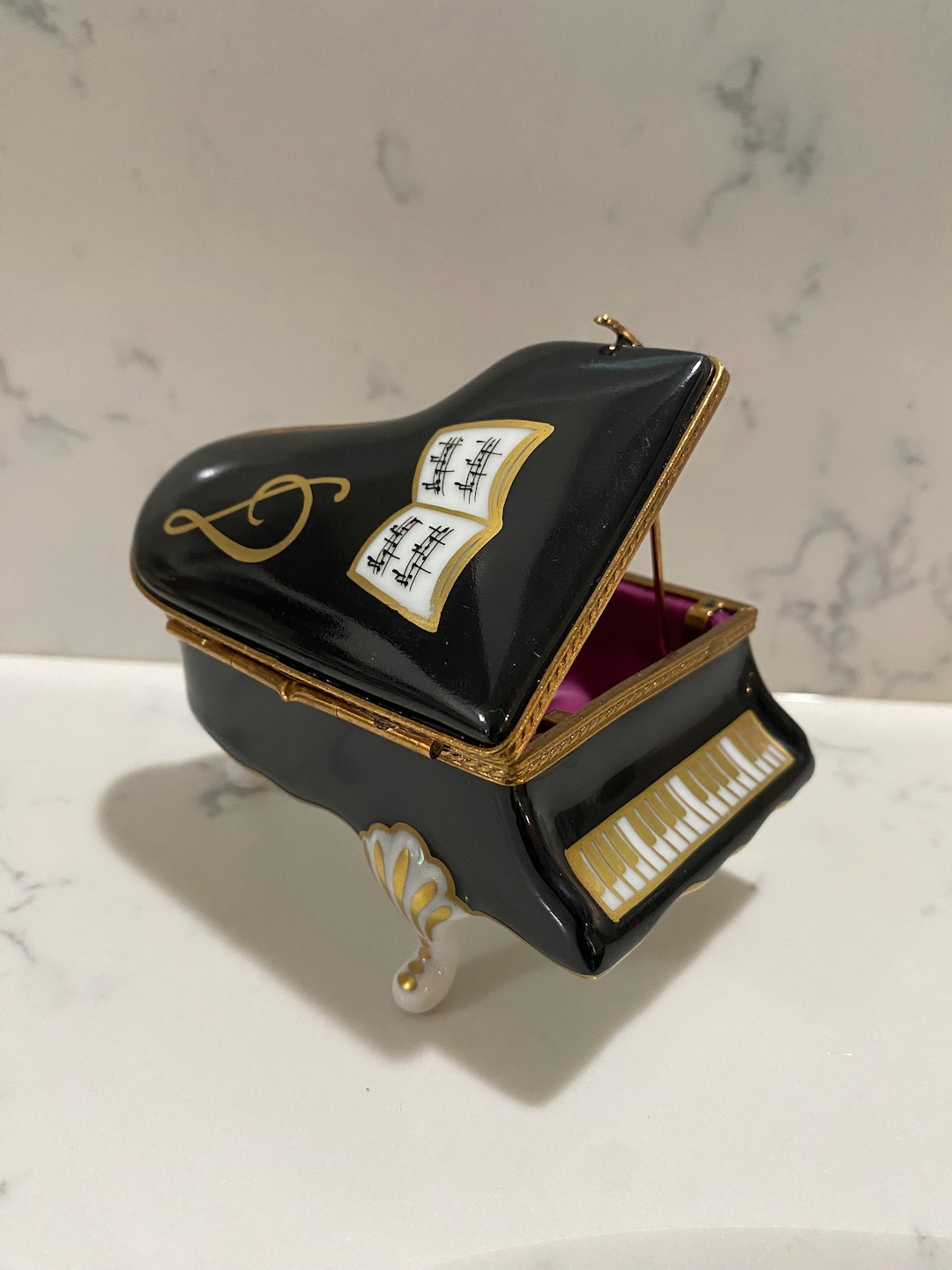 Vintage Limited Edition Large Black & Gold Baby Grand Piano Limoges Box ...
