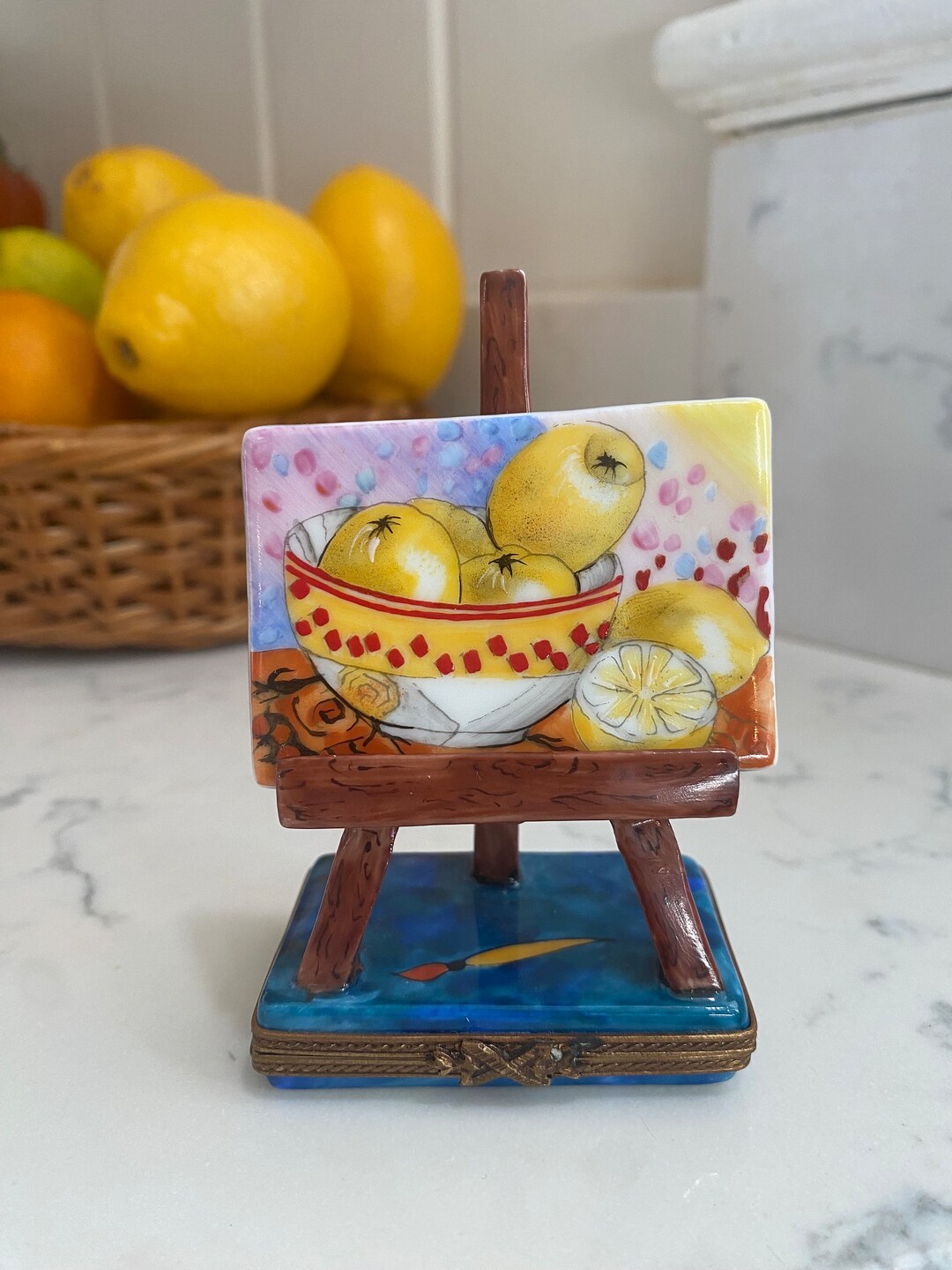 Limited Edition Lemon Still Life Painting on Easel Limoges Box by ...