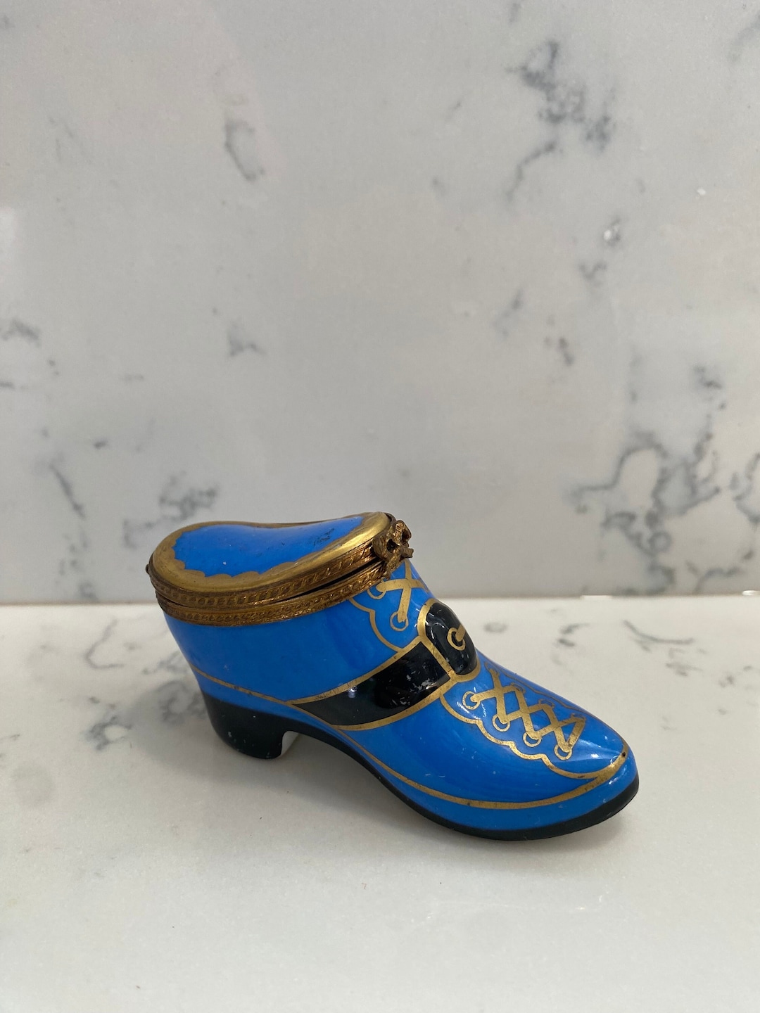 Vintage Rare Blue Clog Shoe Box Limoges Box by French Accents Peint ...