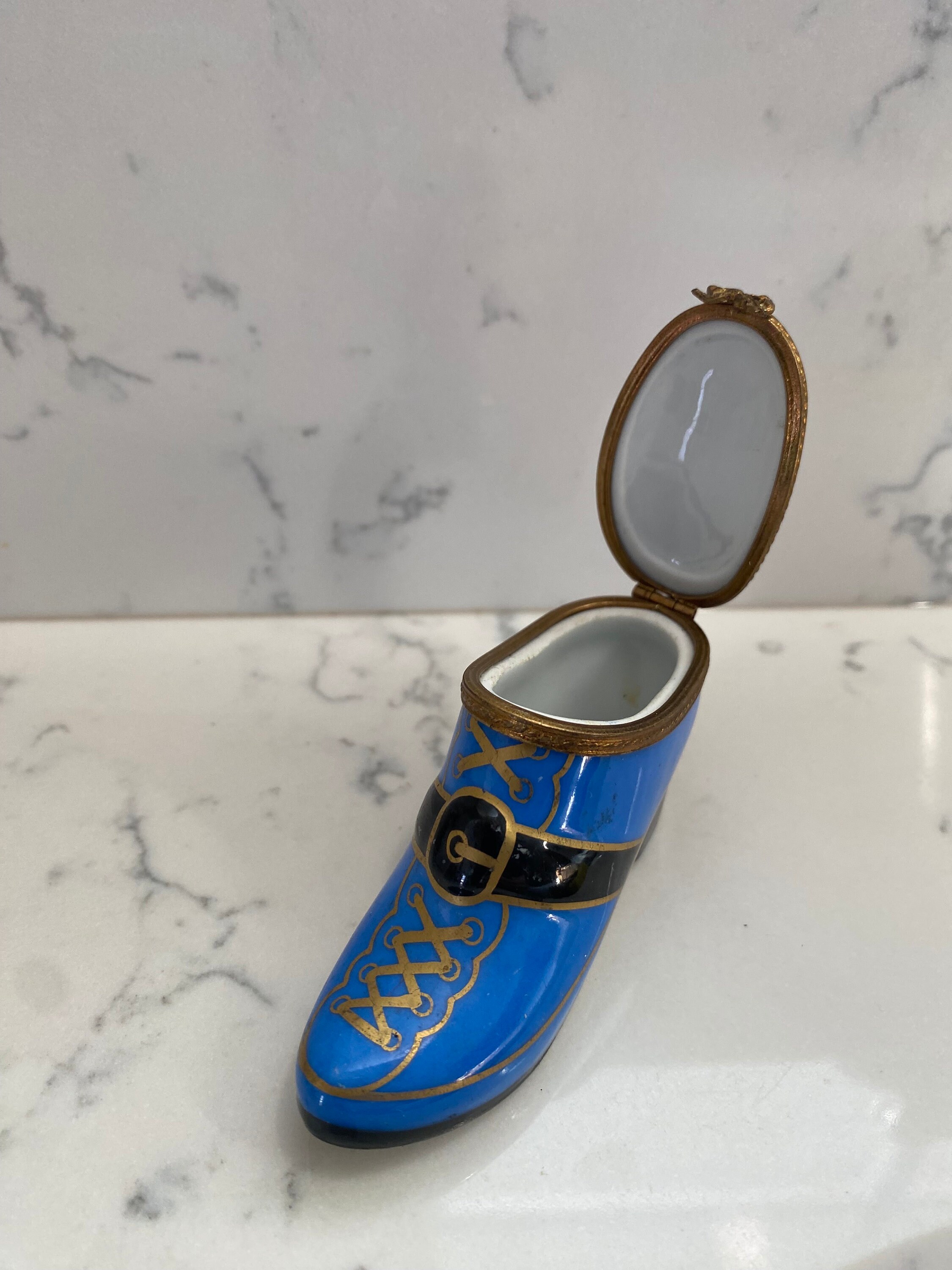 Vintage Rare Blue Clog Shoe Box Limoges Box by French Accents Peint ...