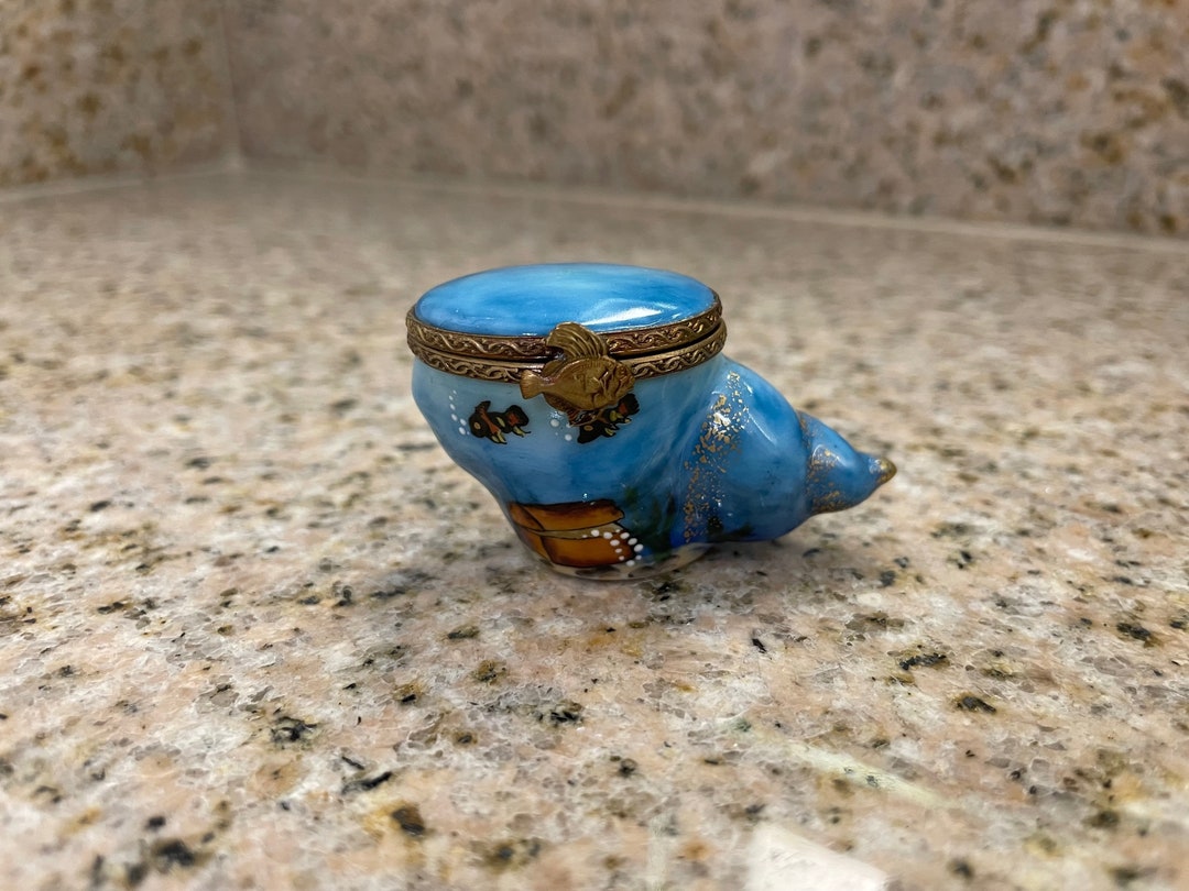 Vintage Rare Fish Treasure Chest Shell Shape Limoges Box - Etsy