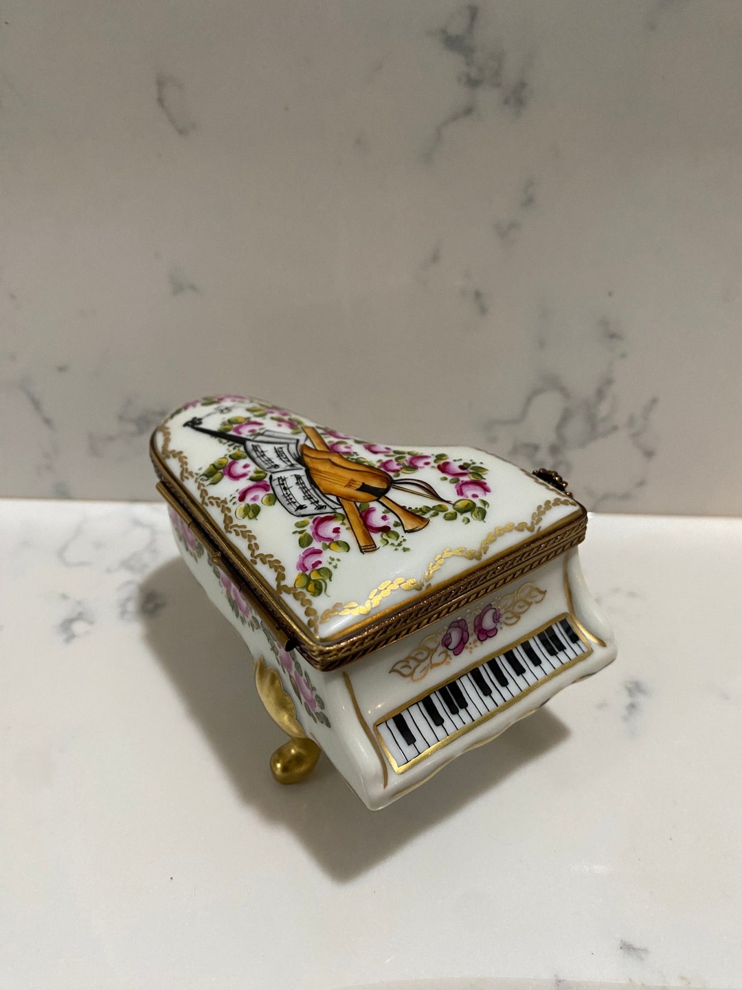 Vintage Limited Edition Large Floral Baby Grand Piano Limoges Box by ...