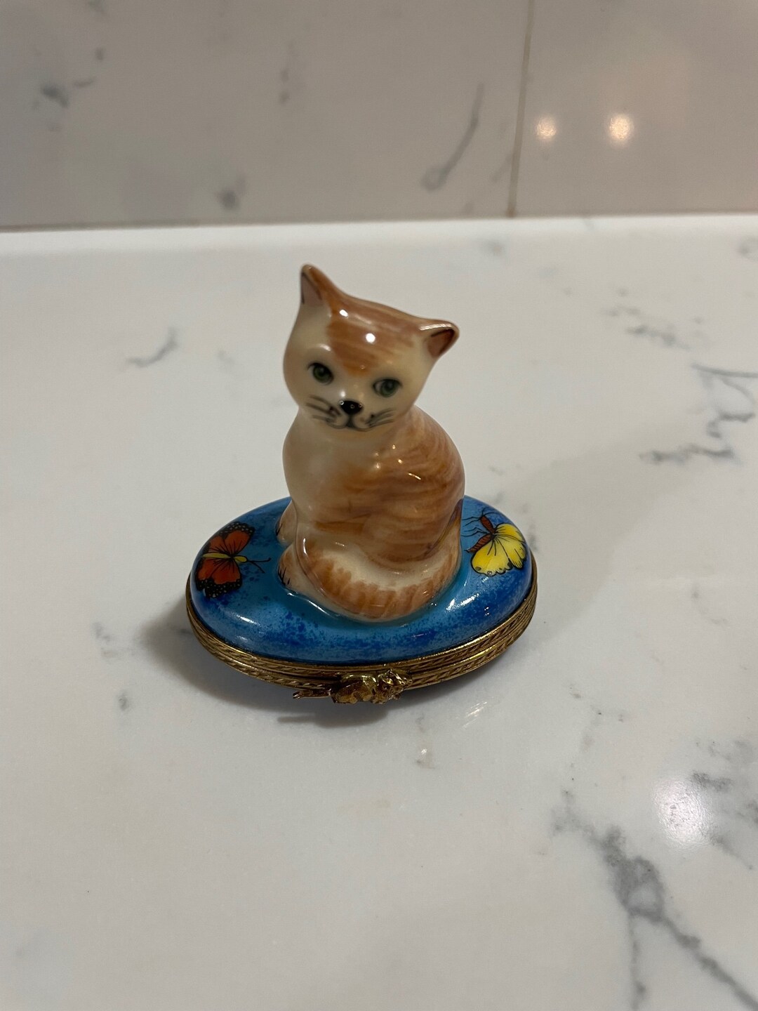 Vintage Limited Edition Cat and Butterflies Limoges Box - Etsy