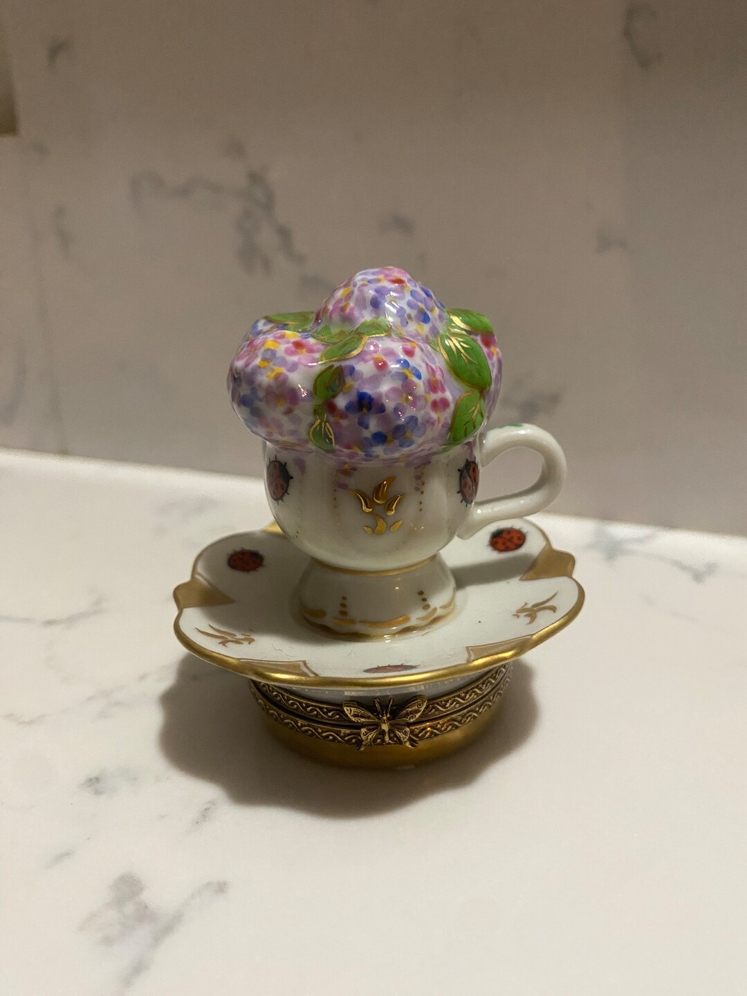 Limited Edition Hydrangea Tea Cup & Saucer Limoges Box French Accents ...
