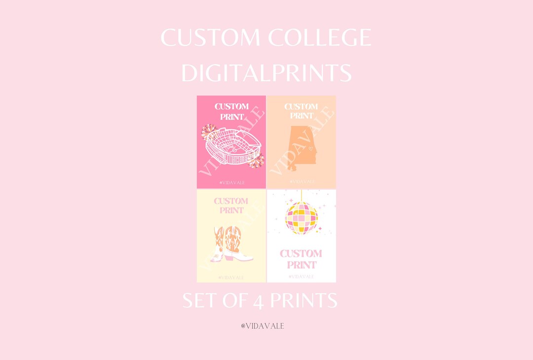 Custom College Digital Prints - Set of 4 Four - Etsy