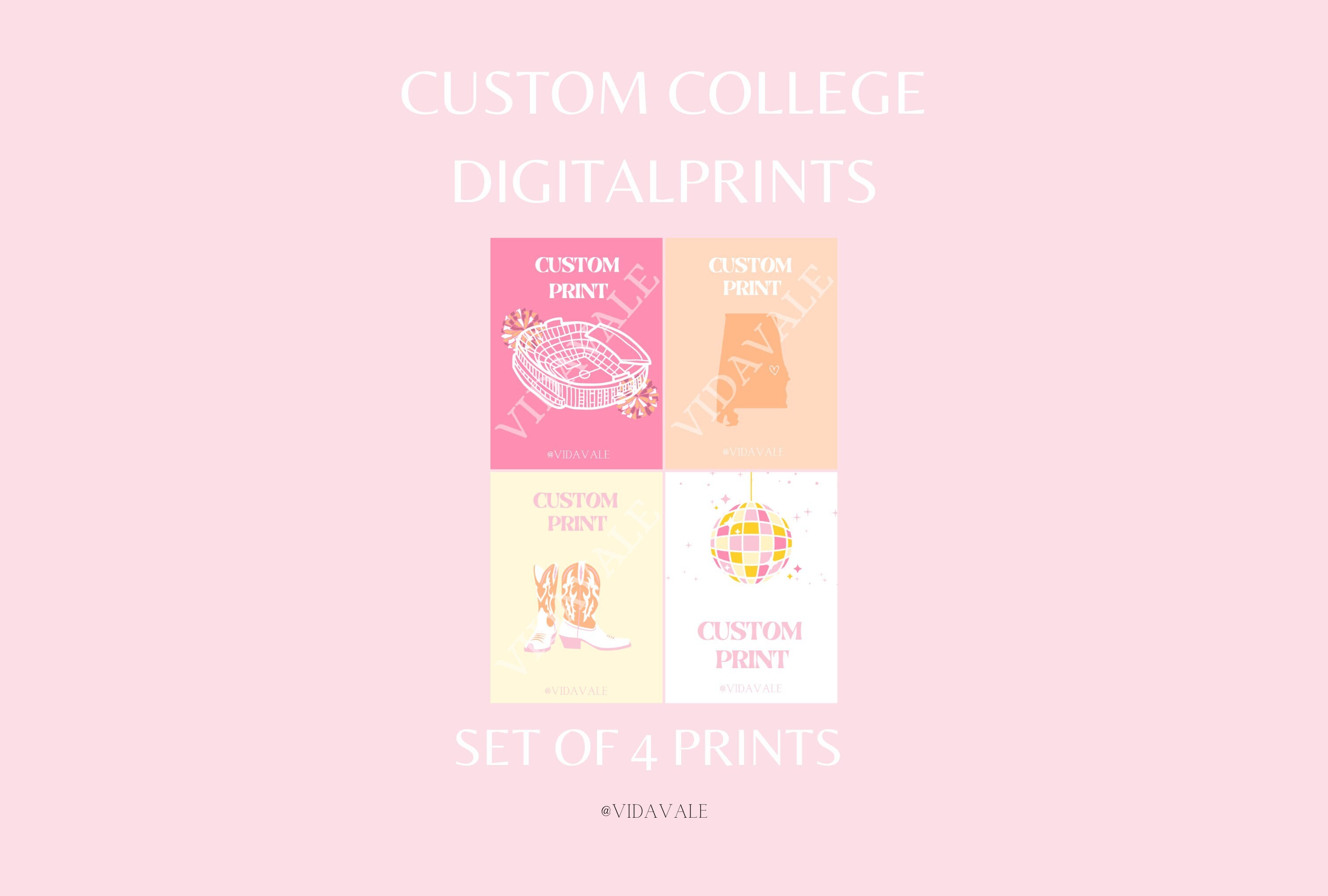 Custom College Digital Prints - Set of 4 Four - Etsy