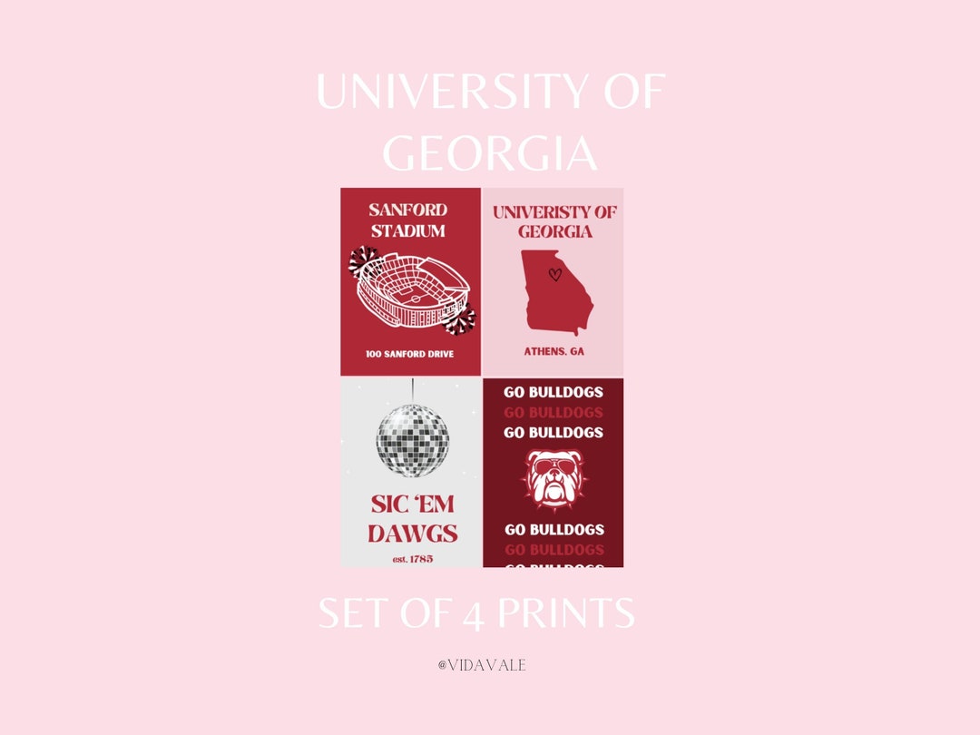 University of Georgia Preppy Wall Art - Set of Four Digital Prints - Etsy