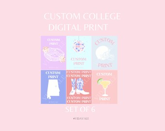 Custom Trendy University Prints Wall Gallery Set of 6 Preppy College ...