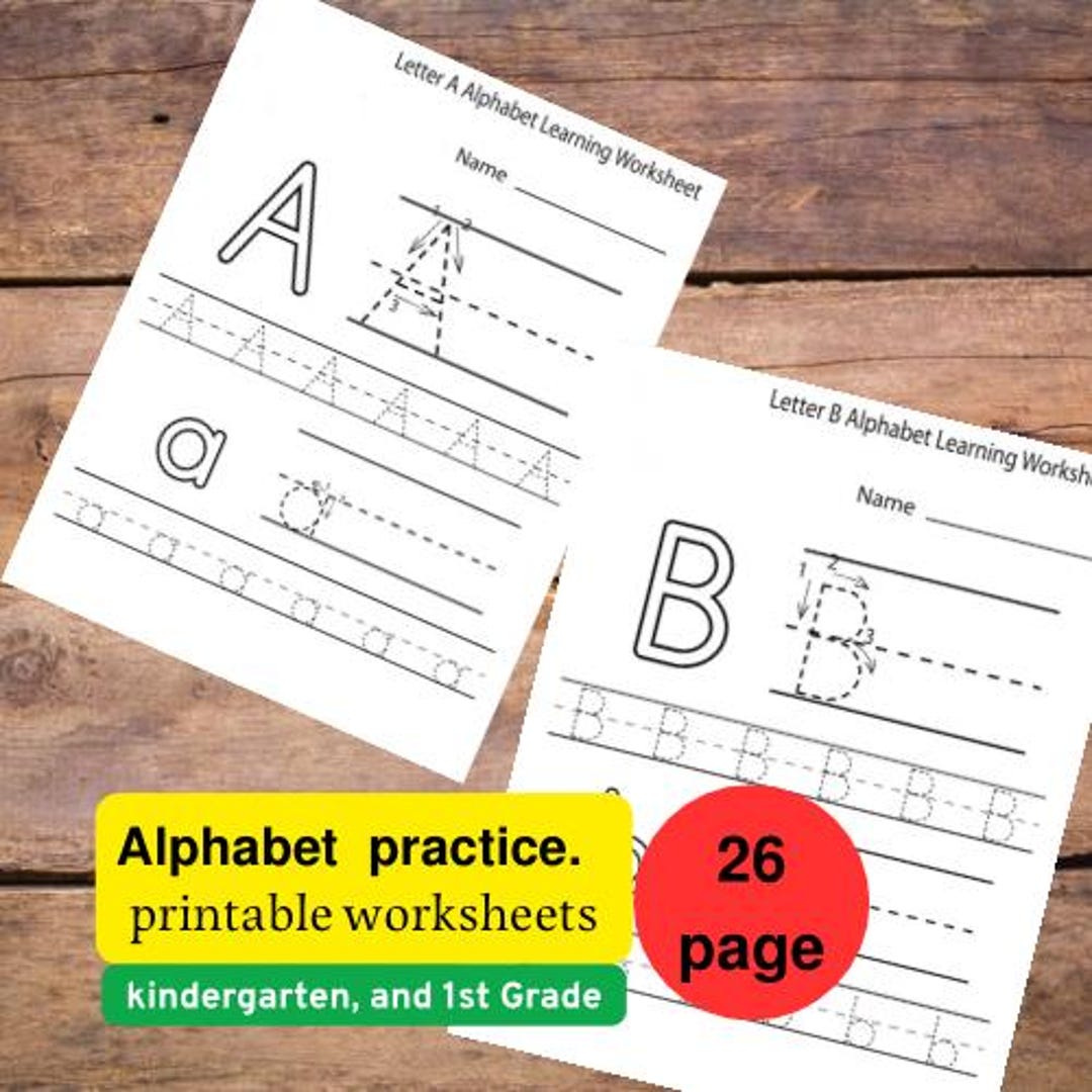 Kindergarten Alphabet (A to Z) Tracing Pages - Upper and Lower Case ...
