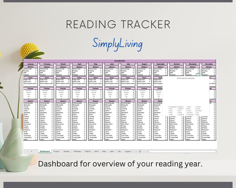 Simple Reading Tracker Book Tracker Personal Library Tracker Excel ...