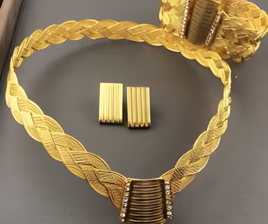 22 Carat Gold Plated Trabzon Wicker Necklace Jewelry Set,gold Plated ...
