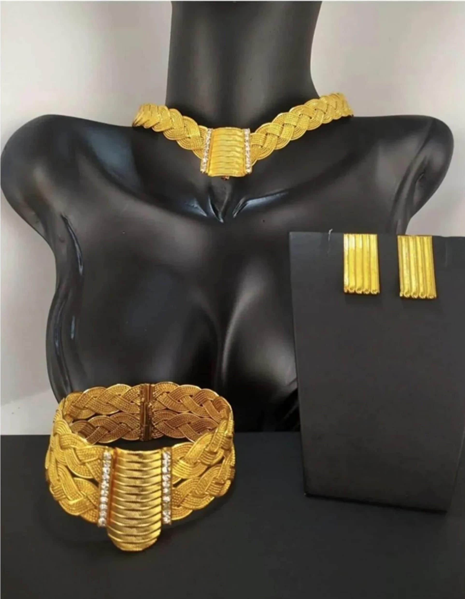 22 Carat Gold Plated Trabzon Wicker Necklace Jewelry Set,gold Plated ...